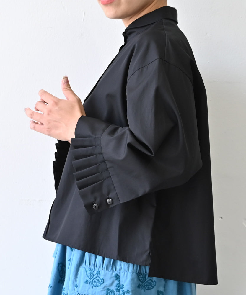 遠州織物〉〈ブロード生地〉フロントタック プリーツ八分袖 遠州織物〉〈ブロード生地〉フロントタック プリーツ八分袖